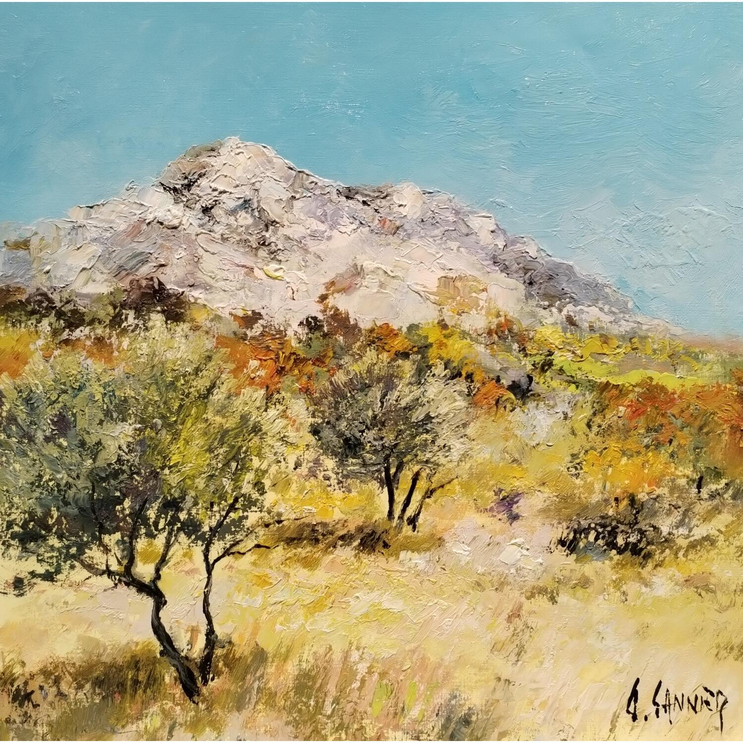 Painting la montagne st victoire by Sannier Daniel | Carré d'artistes